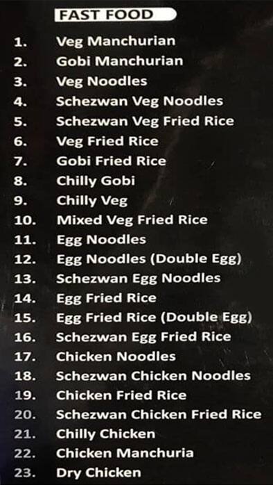 Menu of Swadisht Khaana, Ameerpet, Hyderabad