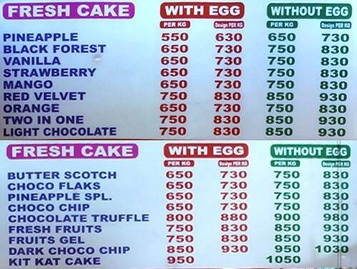 Menu of Unique Pastry Shop, Vaishali, Ghaziabad
