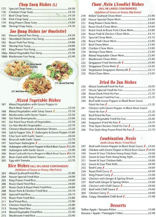 Menu at Tung Sing House fast food, London