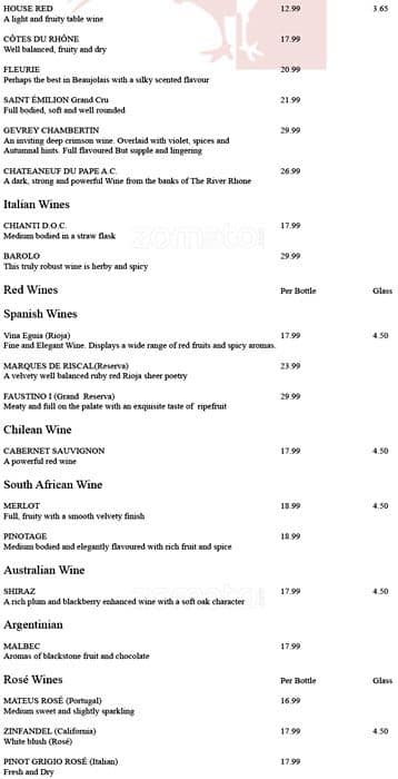 Menu at The Pheasant Inn & Restaurant Heathrow, Hayes, 98 W End Ln
