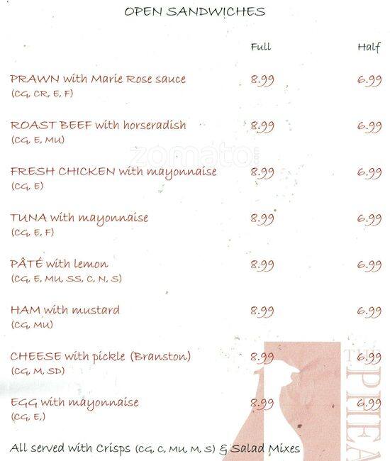 Menu at The Pheasant Inn & Restaurant Heathrow, Hayes, 98 W End Ln