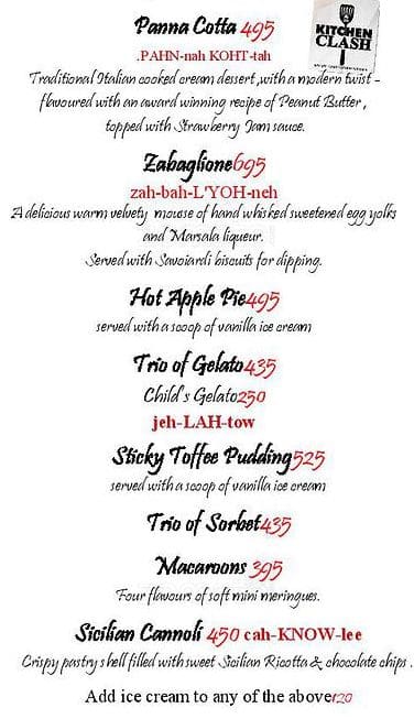 Menu at ORO pizzeria, Glasgow