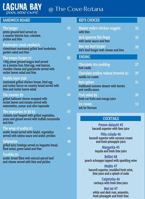 Laguna Bay - The Cove Rotana Resort Menu - Zomato