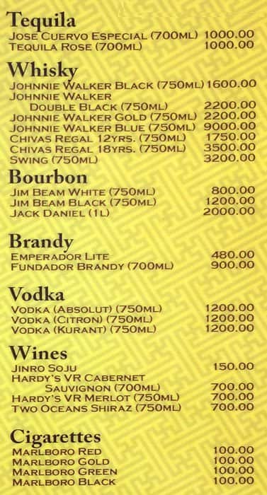 Menu at Veranda pub & bar, Mandaue City, D' VERANDA