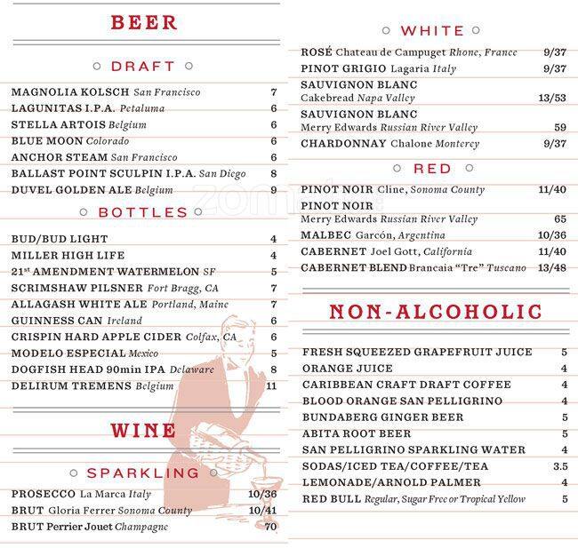 Menu at House Rules pub & bar, San Francisco