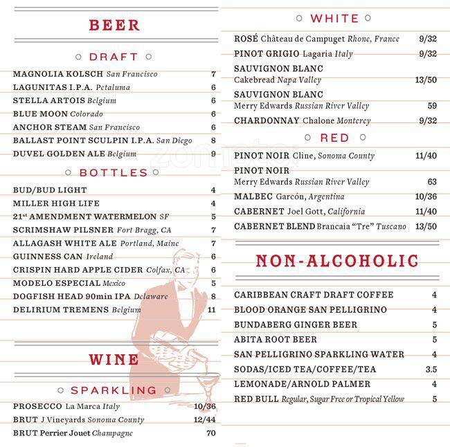 Menu at House Rules pub & bar, San Francisco