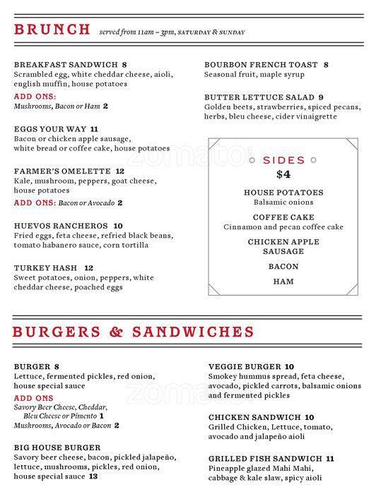 Menu at House Rules pub & bar, San Francisco