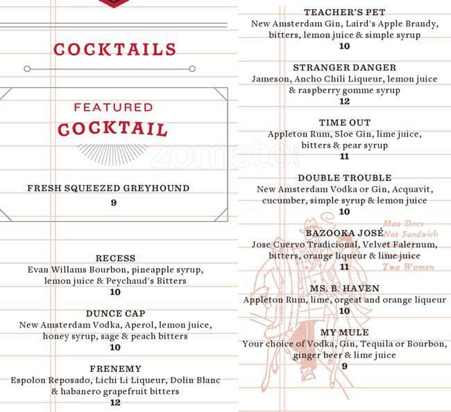 Menu at House Rules pub & bar, San Francisco