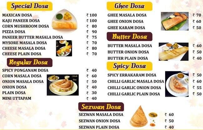 Menu at Dana Paani, Hyderabad