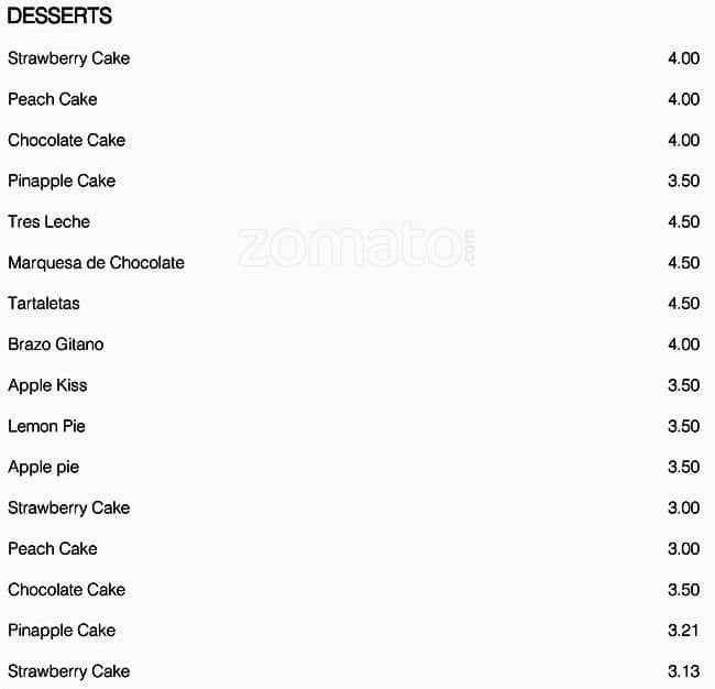 Menu at Galeria Cafe, Lowell