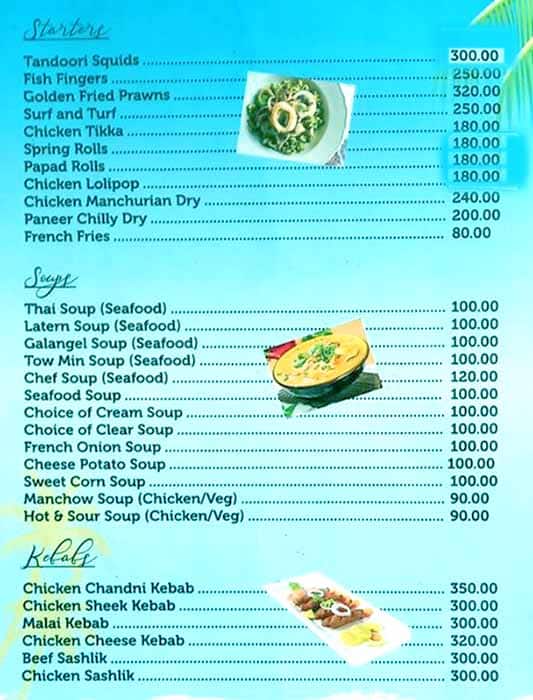 Menu of River View Restaurant & Bar, Cavelossim, Goa