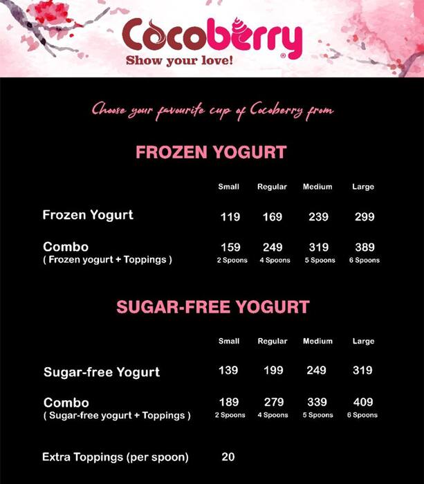 Menu of Cocoberry, Indiranagar, Bangalore