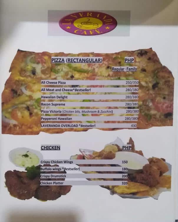 Menu at La Veranda Cafe, Marikina, 70 Gen. Ordonez Street