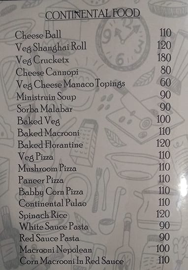 Menu at Kala's Veg, Pune
