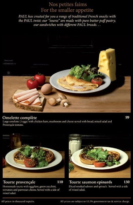 Menu at PAUL Bakery PIK Avenue, Jakarta, Pantai Indah Kapuk St Boulevard