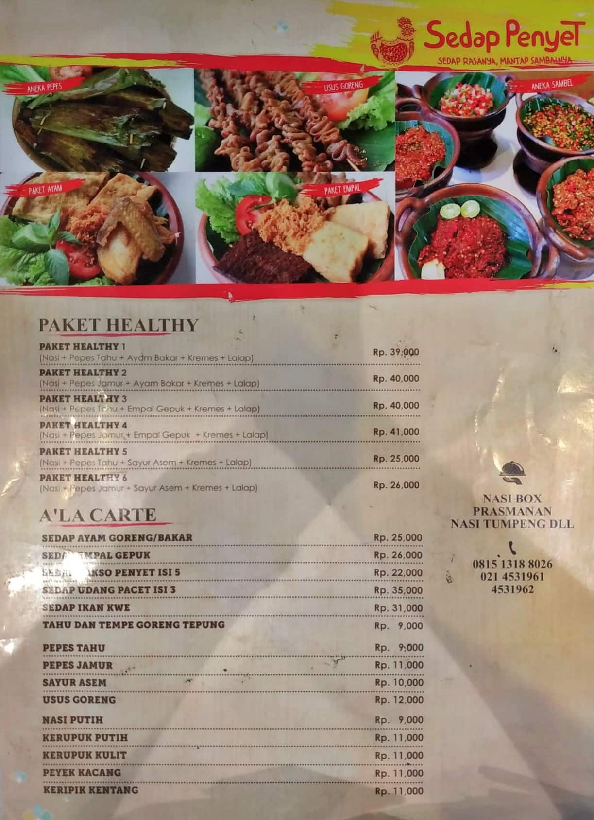 Menu at Sedap Penyet restaurant, Bekasi Regency, RT.006/RW.002