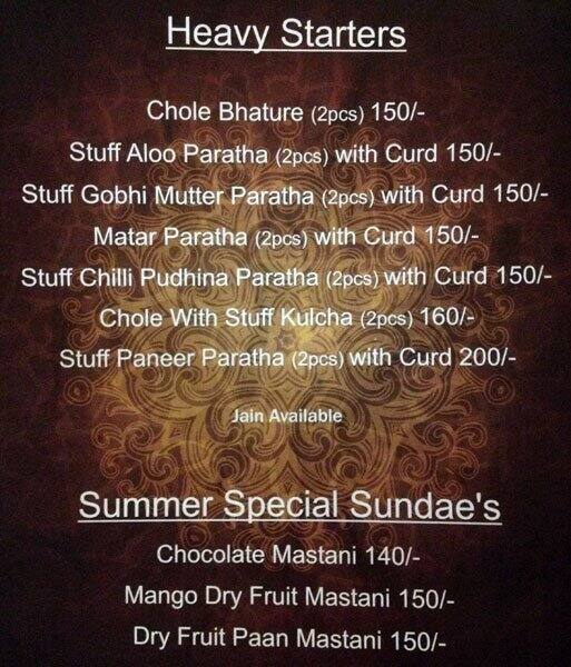 Menu at Indori Jalpan, Indore
