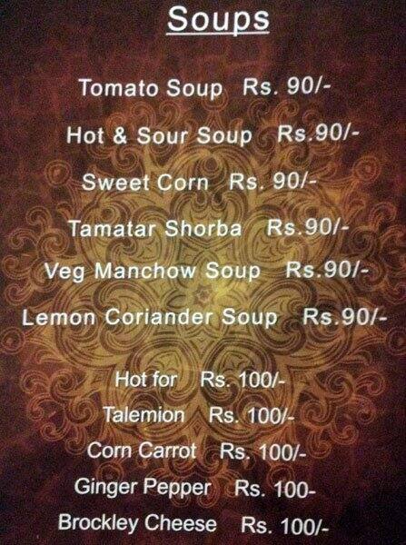 Menu at Indori Jalpan, Indore