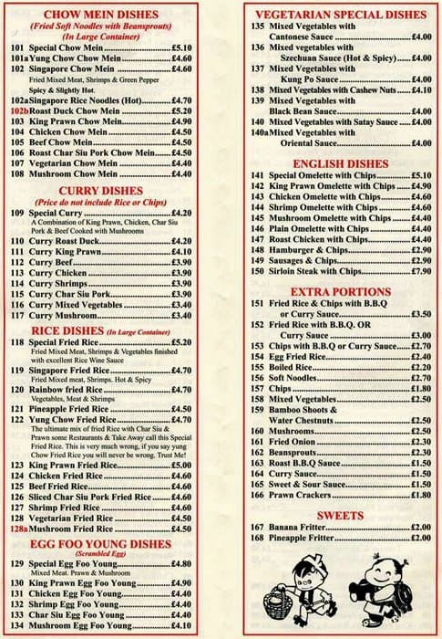 Menu at China Chef fast food, Coventry, Sycamore Corner Arley