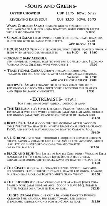 Menu at The Kitchen by Delicatus pub & bar, Seattle, 309 1st Ave S
