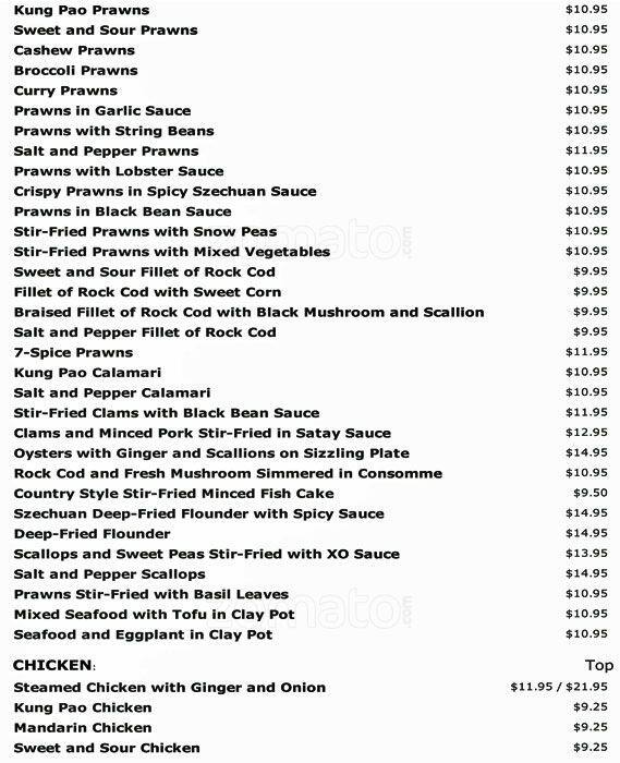 Menu at Silver Spoon Gourmet Cuisine restaurant, Castro Valley