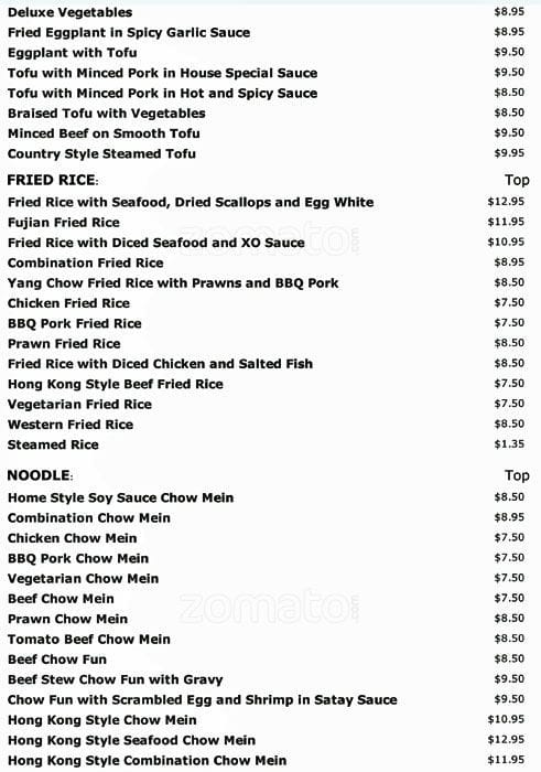 Menu at Silver Spoon Gourmet Cuisine restaurant, Castro Valley
