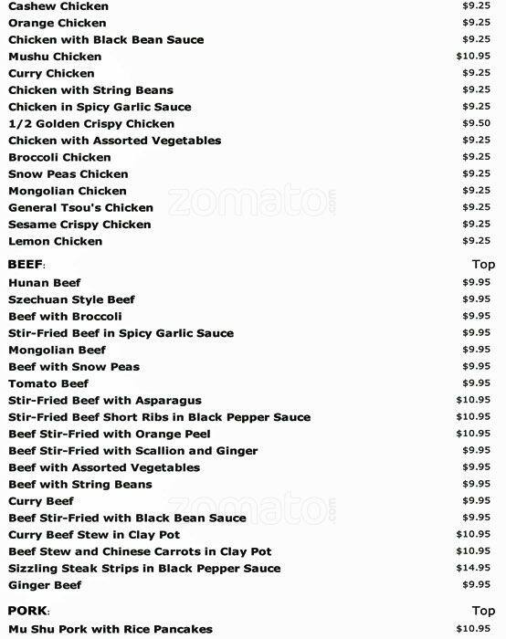 Menu at Silver Spoon Gourmet Cuisine restaurant, Castro Valley
