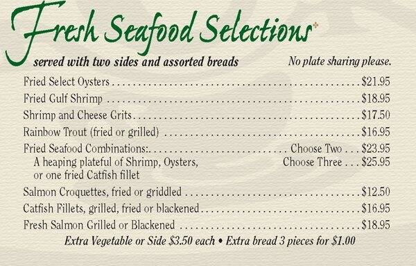 Menu at Mary Mac's Tea Room pub & bar, Atlanta