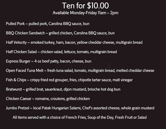 Menu at High Velocity pub & bar, Atlanta