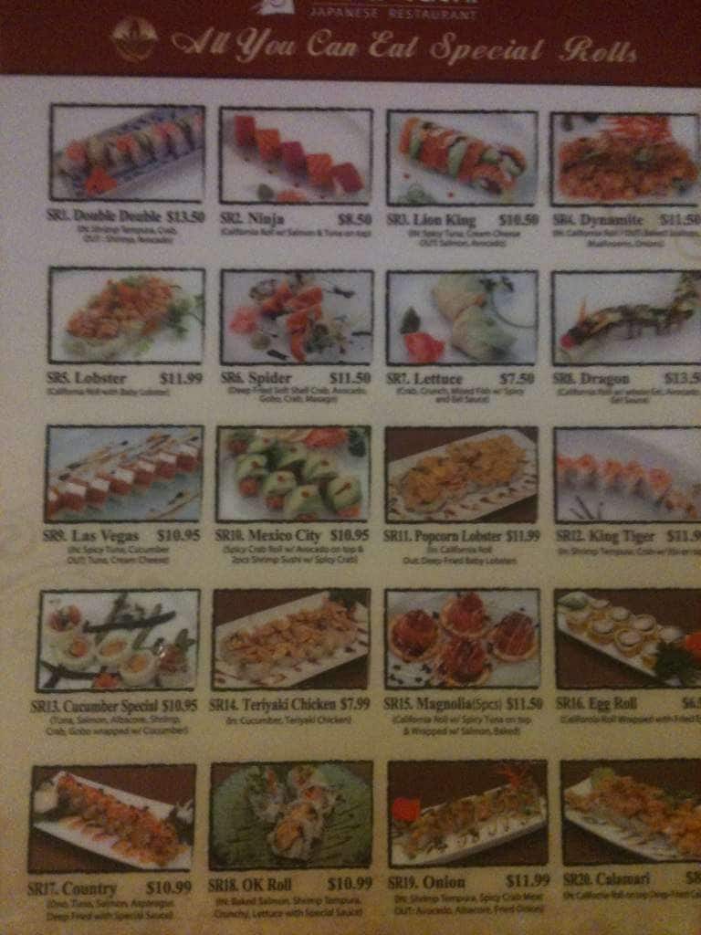 Menu at Nara Sushi restaurant, Riverside