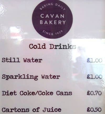 Carta de The Cavan Bakery, Londres, 51 Sheen Ln