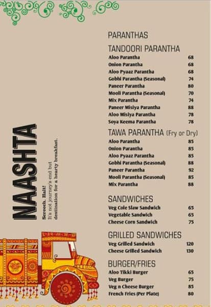 Menu of Amrik Sukhdev, Murthal, New Delhi