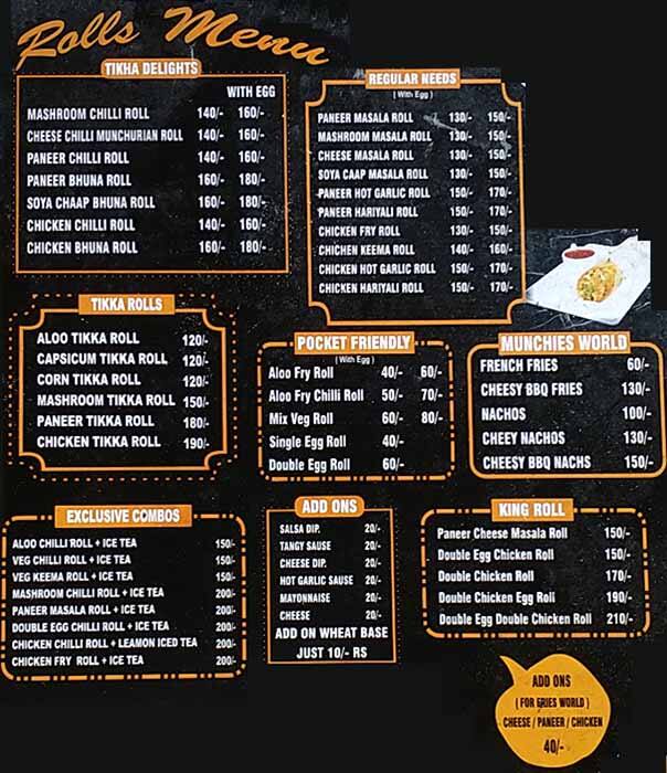 Menu of The Rolls World, Indirapuram, Ghaziabad