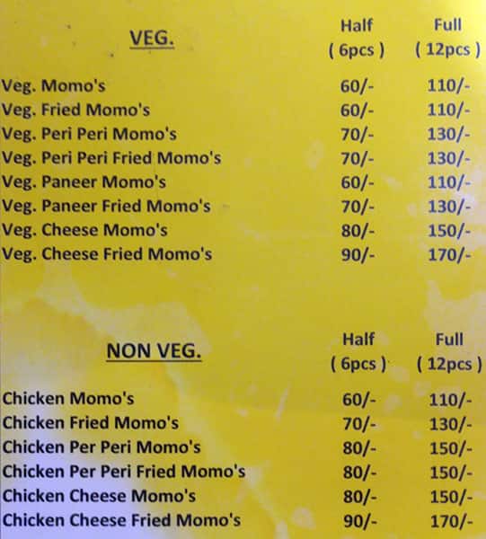 Menu of Tasty Momos, Santacruz West, Mumbai