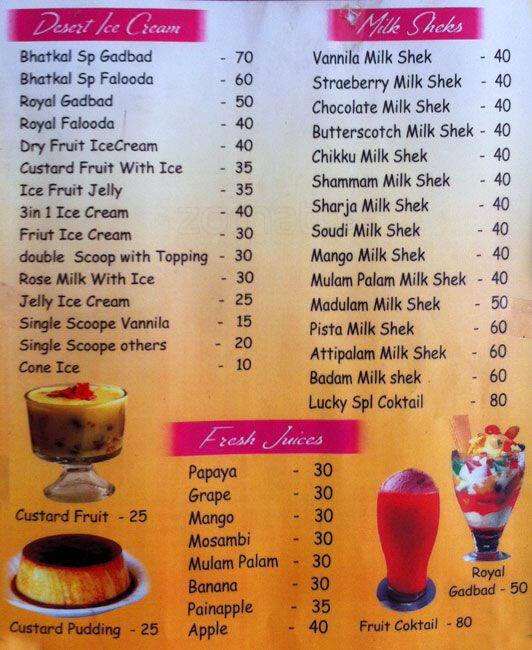 Menu at Lucky cafe, Coimbatore, Shop No. 106 Palakkad Rd