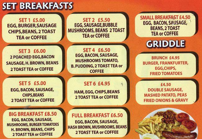 Menu at Ozzies Cafe London, London