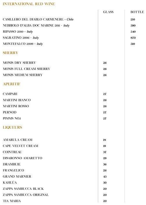 Menu at Aurelia's Restaurant, Kempton Park