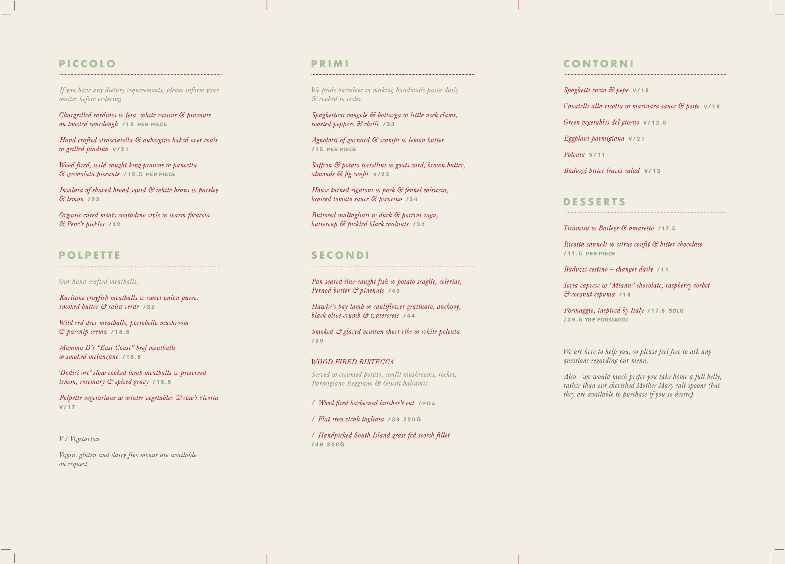 Menu at Baduzzi pub & bar, Auckland