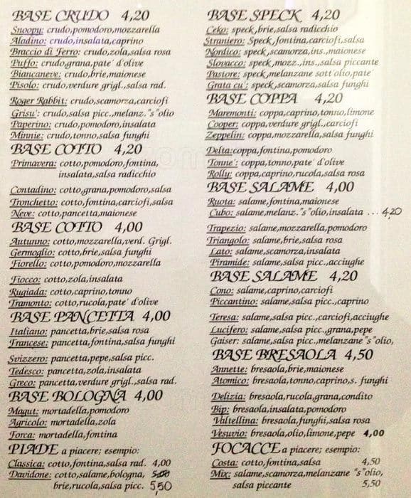 Menu at Mix Bar snc, Milan, Viale Certosa