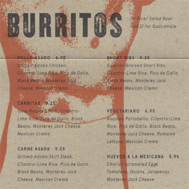 Menu at El Luchador fast food, New York City, South Street