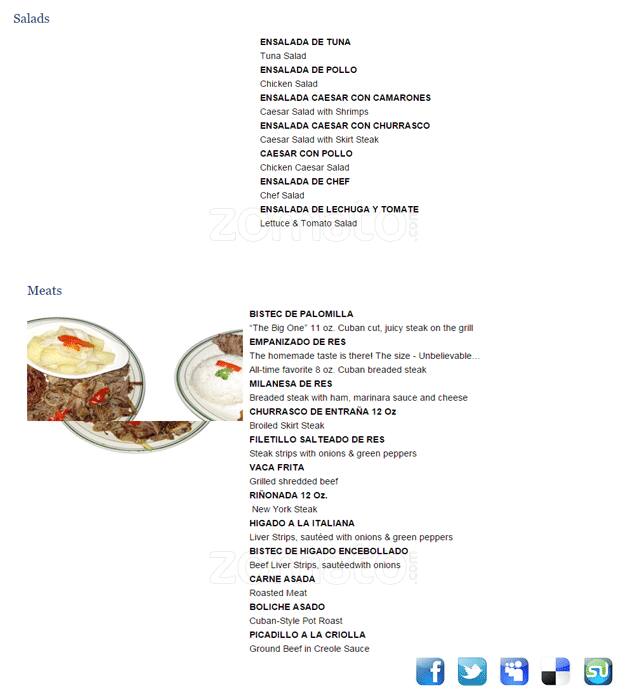 Menu at Caribe Cafe Restaura, Miami, W Flagler St