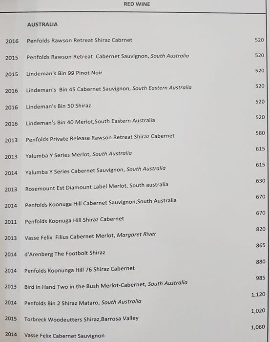 Menu at Senju Omakase restaurant, Jakarta