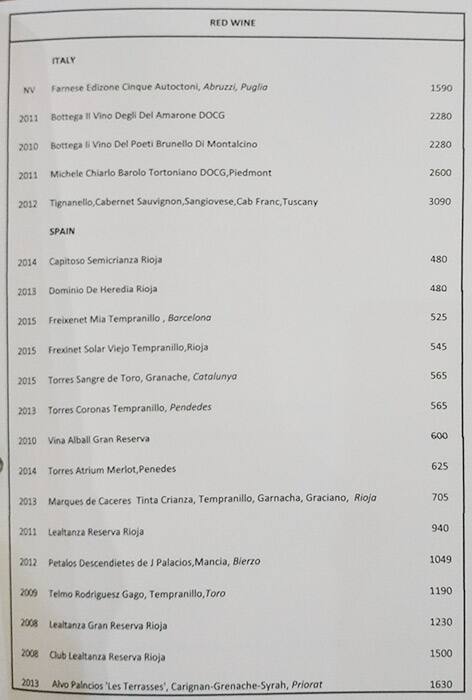 Menu at Senju Omakase restaurant, Jakarta