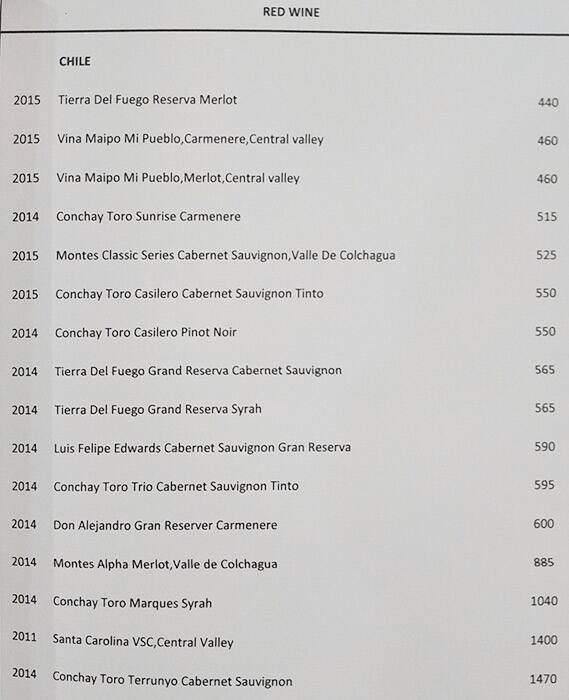 Menu at Senju Omakase restaurant, Jakarta