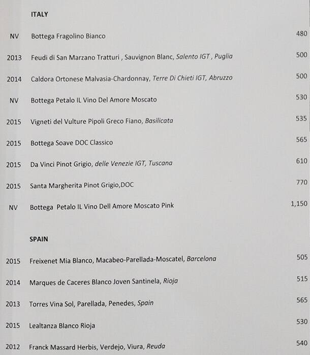 Menu at Senju Omakase restaurant, Jakarta