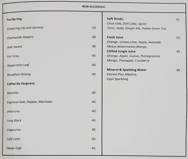 Menu at Senju Omakase restaurant, Jakarta