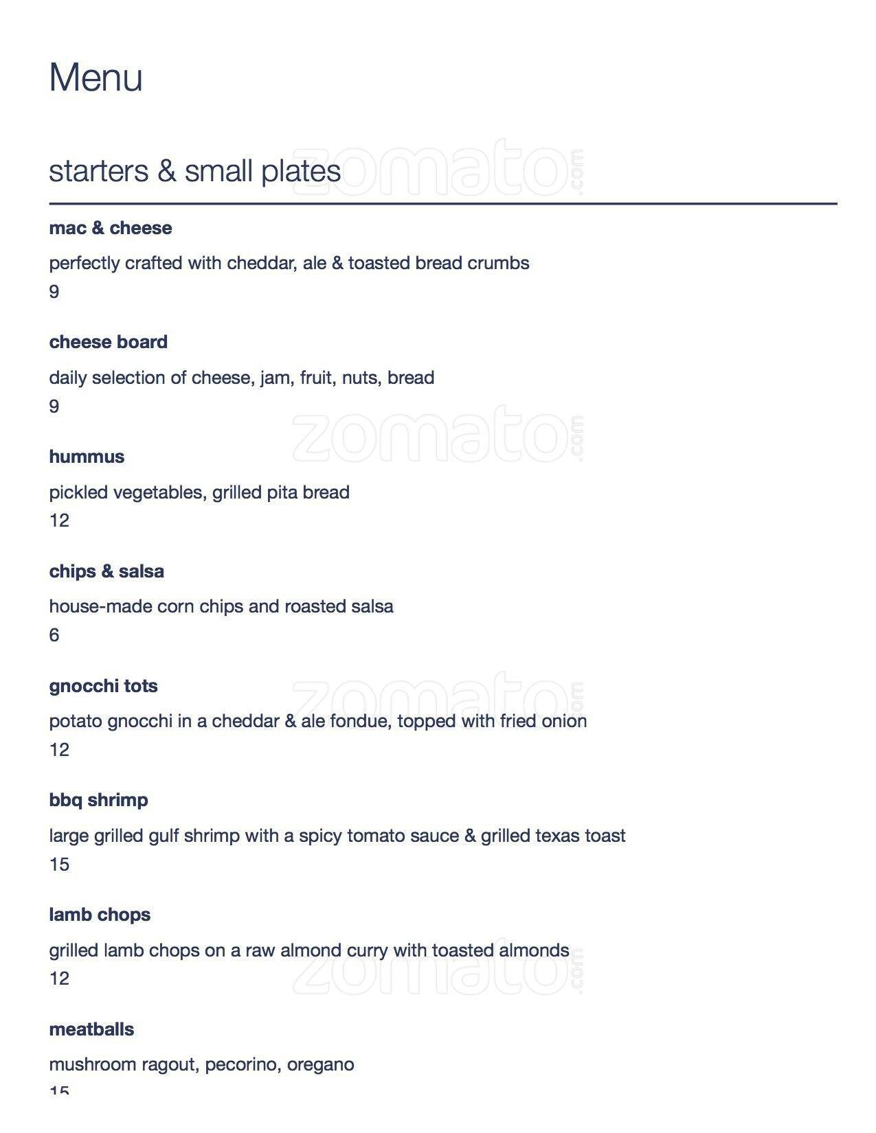 Menu at The Del Restaurant & Bar, Houston, Del Monte Dr