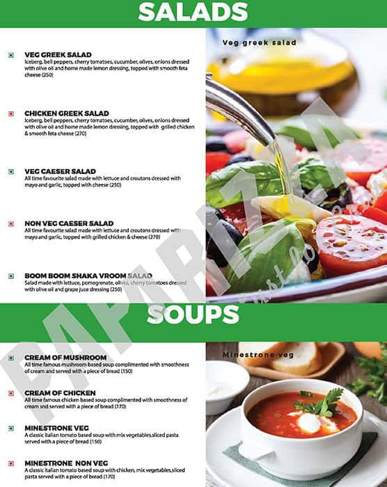Menu at Paparizza, New Delhi