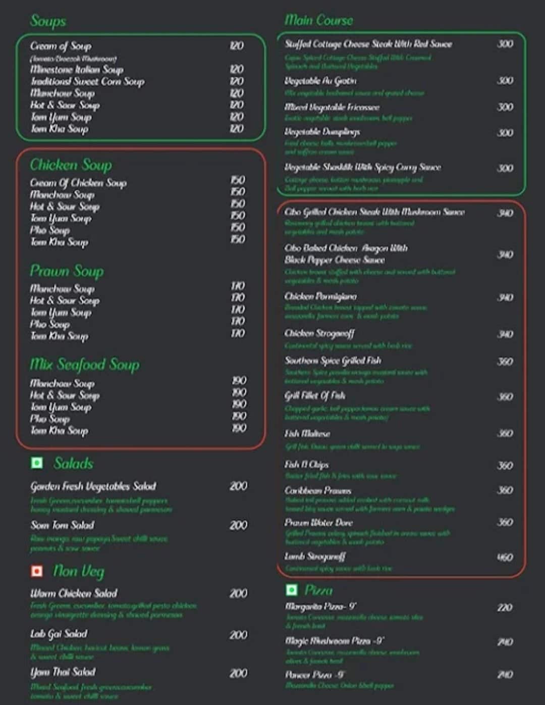 Menu at Cibo Express, Salem