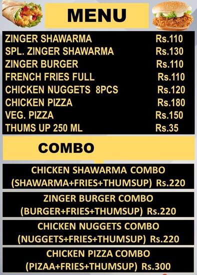 Menu of Shawarma House, Chandrayanagutta, Hyderabad